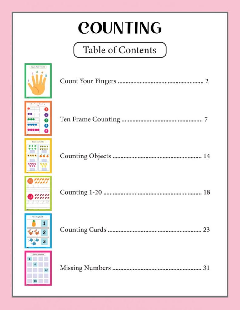 Counting - Free Printable Worksheets- Download Pdf
