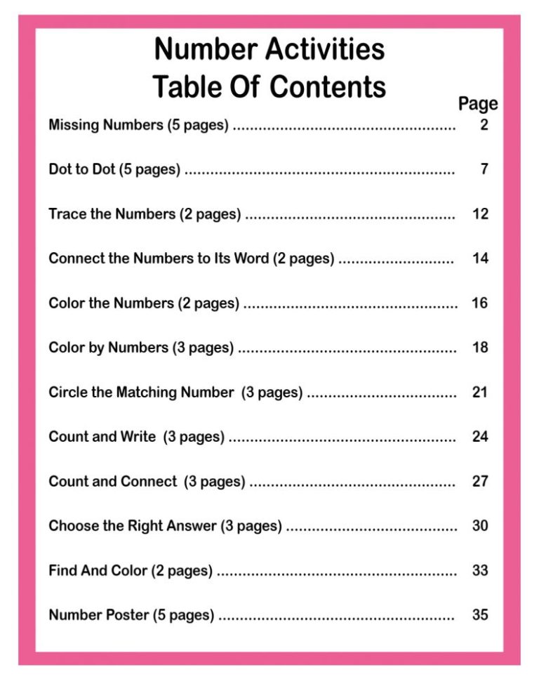 Number-Activities - Free Printable Worksheets- Download Pdf