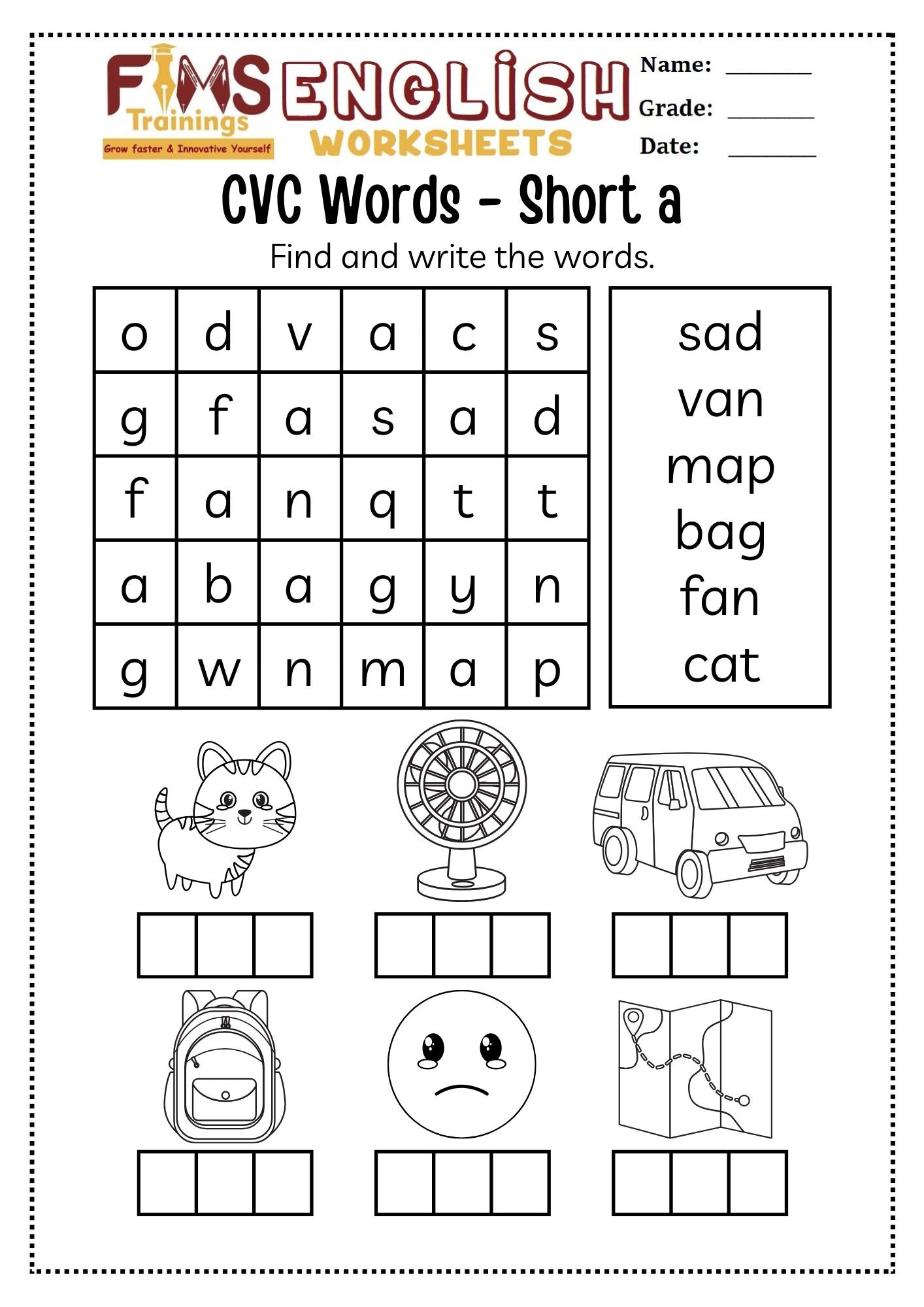 CVC Words Free Worksheets- WorksheetPoint