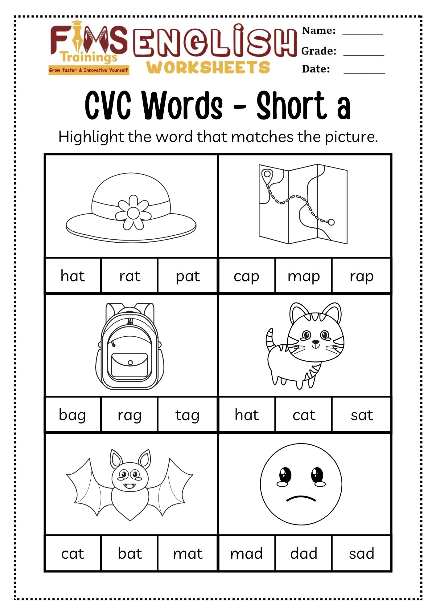 CVC Words Free Worksheets- WorksheetPoint